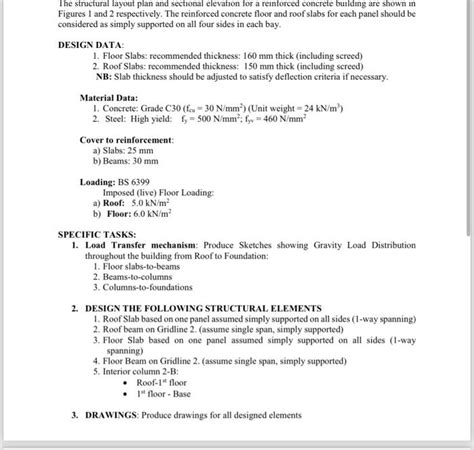 Solved The Structural Layout Plan And Sectional Elevation