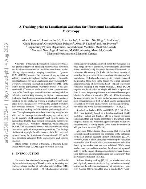 Pdf A Tracking Prior To Localization Workflow For Ultrasound Localization Microscopy