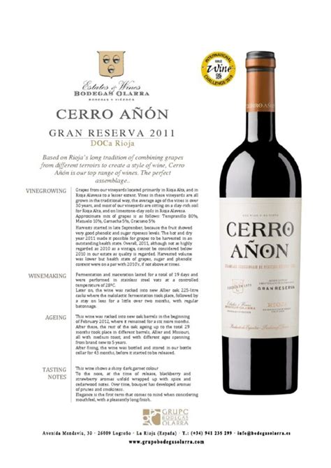 Bodegas Olarra Cerro Añon Gran Reserva 2010 S0463 21ts Tri Vin