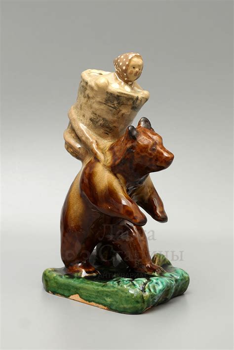 Статуэтка «Маша и медведь Гжель 1950 60 гг керамика