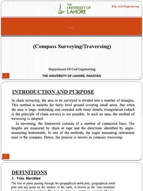 Compass Surveyingtraversing The University Of Lahore Pakistan Pdf