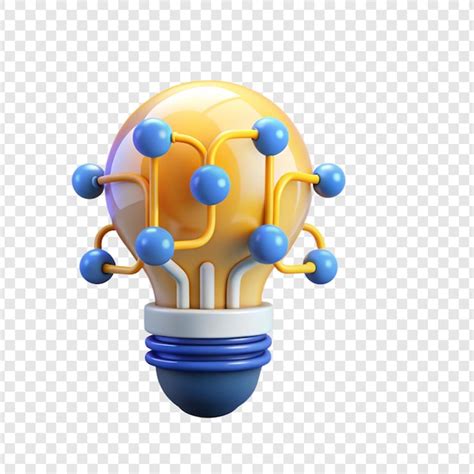 D Illustration Of A Lightbulb With Connected Nodes Premium AI Generated PSD
