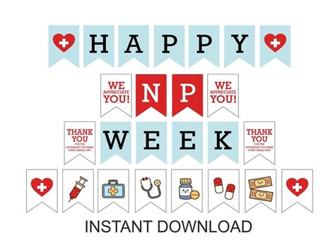 Happy Np Week Banner Printable Np Week Bunting Happy Nurse Etsy