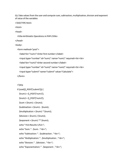 Php Pracital File 1 Pdf Area Matrix Mathematics