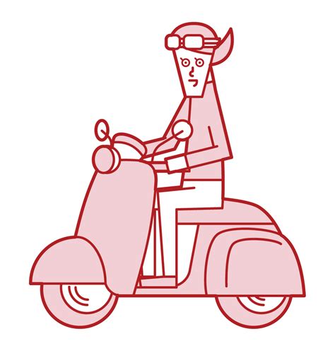 오토바이를 타는 사람 여성의 그림 무료 일러스트 소재집 Kukukeke
