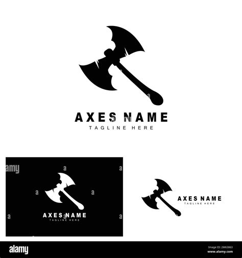 Ax Logo Design War Tool Illustration And Woodcutter Vector Stock