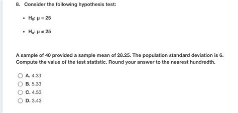 Solved Consider The Following Hypothesis