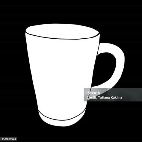 White Hand Drawing Outline Vector Illustration Of A Cup For Tea Or