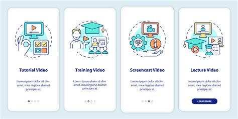 Microlearning Video Types Onboarding Mobile App Screen Tutorial Walkthrough 4 Steps Editable