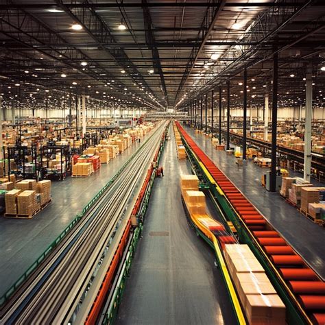 a distribution center with automated sorting systems and conveyor belts