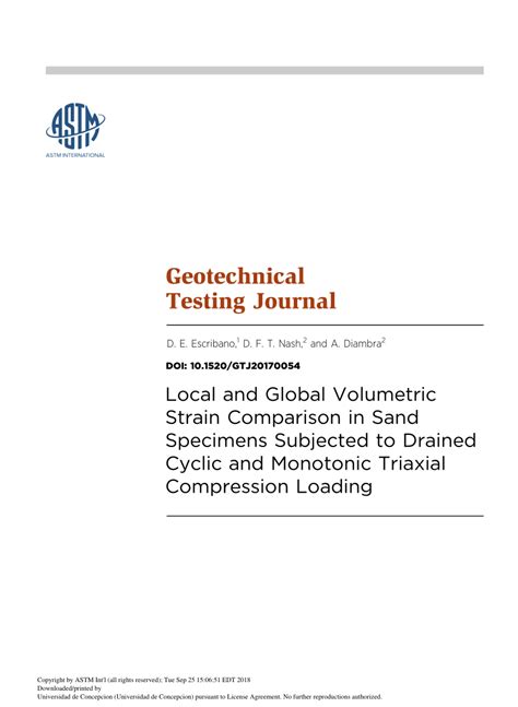 Pdf Local And Global Volumetric Strain Comparison In Sand Specimens Subjected To Drained