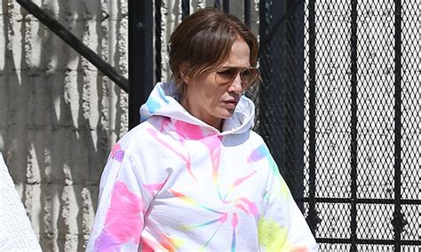 Jennifer Lopez Bursts In Colorful Tie Dye Hoodie Neon Leggings And Nike