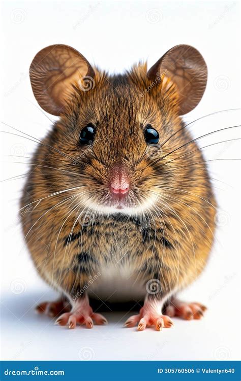 Mouse With Big Ears And Dark Brown Fur Sits In White Spotlight