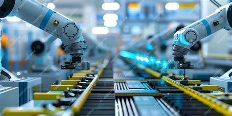 Automated Pcb Assembly Line With Highprecision Robots In Electronics Factory Concept Automation