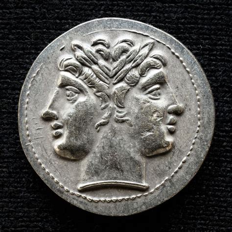 Moneda Antigua Que Muestra A Dos Cabezas Del Dios Romano Janus 225214