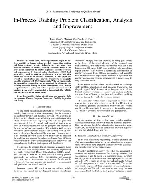 Pdf In Process Usability Problem Classification Analysis And Improvement