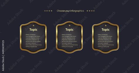 Modern Luxury Infographic Design Golden Vector Flow Chart And Step Template With Three Options
