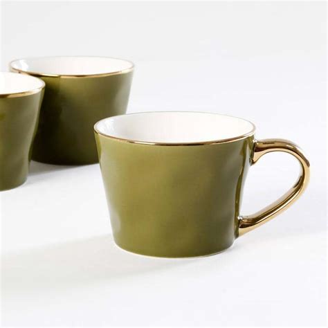 מאג קרמיקה ירוק פס זהב Paris Green נישה Nisha