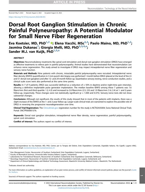 Pdf Dorsal Root Ganglion Stimulation In Chronic Painful