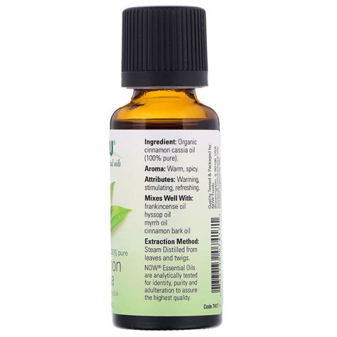 Now Foods Organic Essential Oils Cinnamon Cassia 1 Fl Oz 30 Ml Iherb