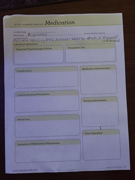 Propranolol Ati Medication Template