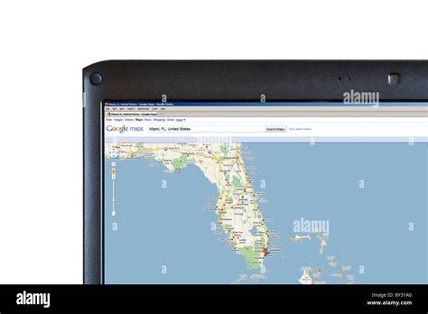 Performing A Google Maps Search On A Laptop Computer USA Stock Photo Alamy