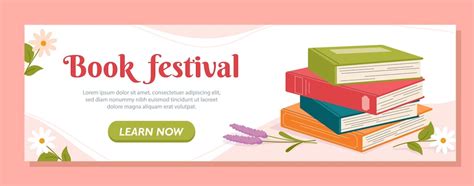 책 개념이 있는 배너 서점 또는 서점 광고 템플릿 및 모의 유용한 취미와 문학 읽기에 대한 사랑 분홍색 배경에 격리된 만화 플랫 벡터 그림 프리미엄 벡터
