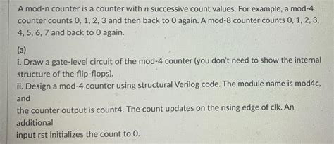 Solved A Mod N Counter Is A Counter With N Successive Count