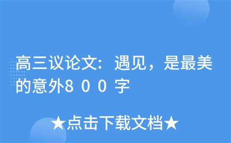 高三议论文 遇见是最美的意外800字