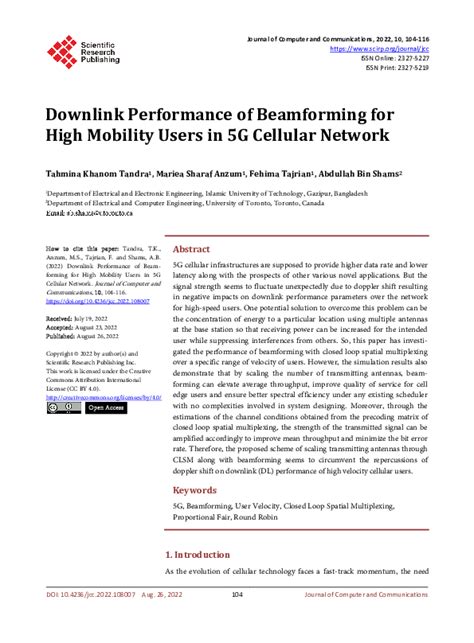 Pdf Downlink Performance Of Beamforming For High Mobility Users In 5g