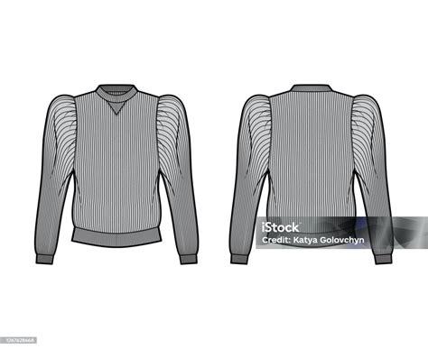 리브드 코튼 저지 스웨트셔츠 테크니컬 패션 일러스트와 모더리 푹신한 긴 소매 편안한 핏 스웨터 0명에 대한 스톡 벡터 아트 및 기타 이미지 Istock