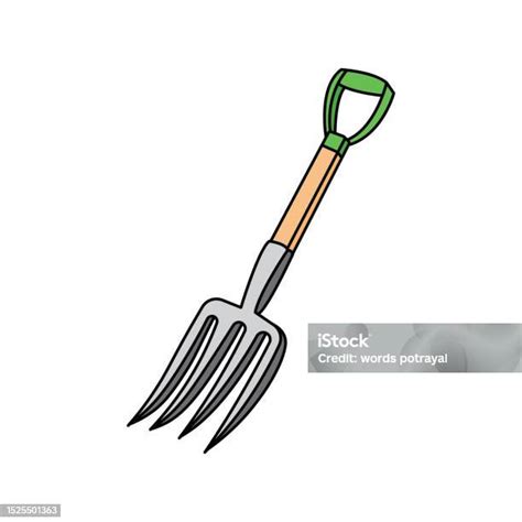만화 벡터 삽화 갈퀴 농업 아이콘을 그리는 아이들은 흰색 배경에 고립되어 있다 농업에 대한 스톡 벡터 아트 및 기타 이미지