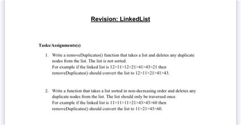 Solved Revision Linkedlist Tasksassignmentss 1 Write A