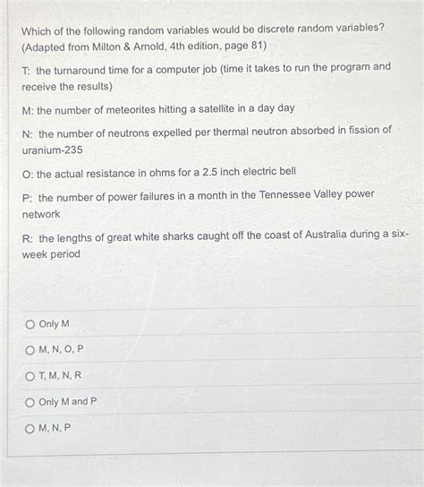 Solved Which Of The Following Random Variables Would Be