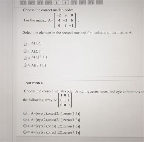 Solved Ir 5 6 80 90 100 Choose The Correct Matlab Code 2 9