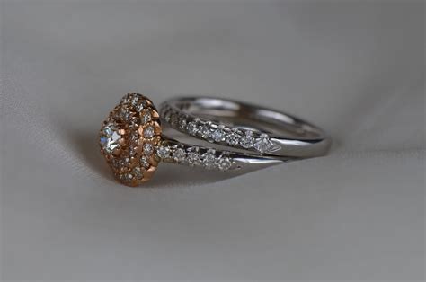 Cluster Setting Diamond Engagement Ring And Wedding Band Set Etsy