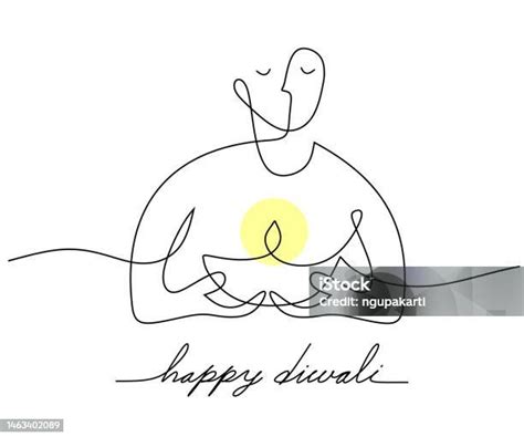 한 줄의 남자가 흰색 배경에 고립된 촛불을 들고 있다 손으로 단일 연속 선을 그립니다 0명에 대한 스톡 벡터 아트 및 기타 이미지 0명 디왈리 디자인 Istock