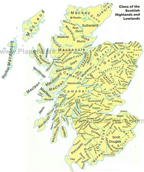 Clans Of Scottish Highlands And Lowlands Scotland Map Scotland History