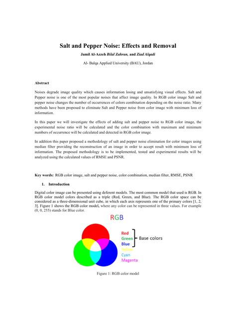 PDF Salt And Pepper Noise Effects And Removal