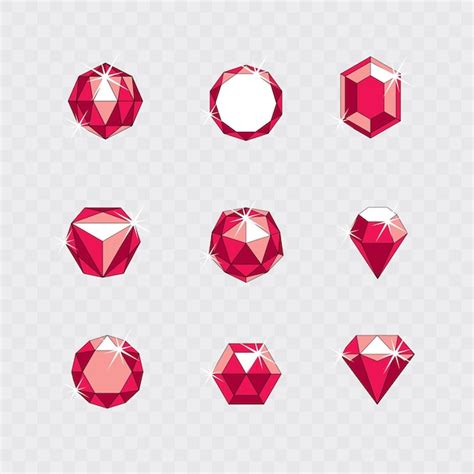 Premium Vector Set Of Vector Glossy Red Ruby Gems Illustrations