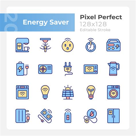 Energy Saver Pixel Perfect Rgb Color Icons Set Smart Home Appliances Internet Of Things