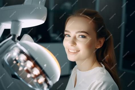 Premium Photo Young Female Patient With Pretty Smile Examining Dental