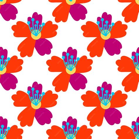 Premium Vector Cute Cartoon Polka Dot Flowers In Flat Style Seamless