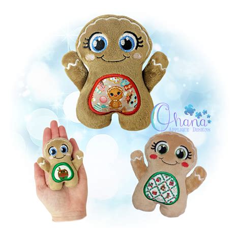 Huggable Gingerbread Stuffie Embroidery Design Ohana Applique Designs