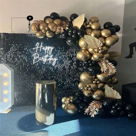 113pcs Blank And Gold Balloons Garland Arch Kit With 22 Inch Black Gold