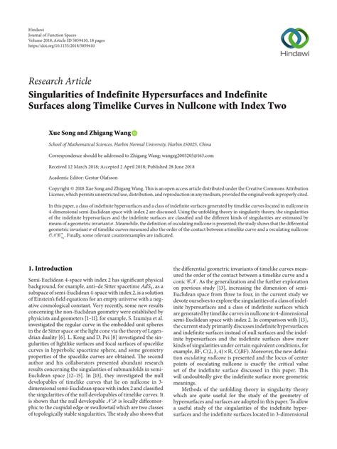 Pdf Singularities Of Indefinite Hypersurfaces And Indefinite Surfaces