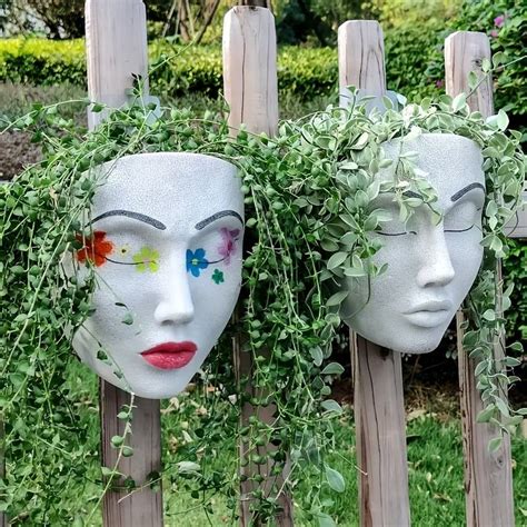 1pc Face Planter Pot Head Planter Resin Wall Mounted Planter Face Pot