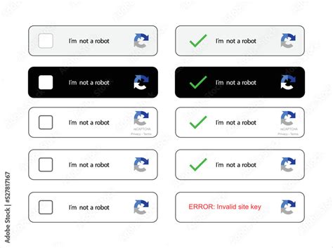 Captcha Icon Set I Am Not A Robot Vector Computer Code I M Not A Robot Button Recaptcha And
