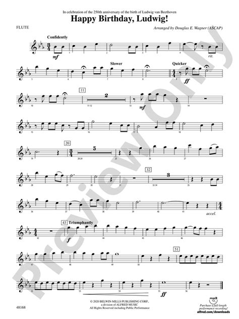 Happy Birthday Ludwig Flute Flute Part Digital Sheet Music Download