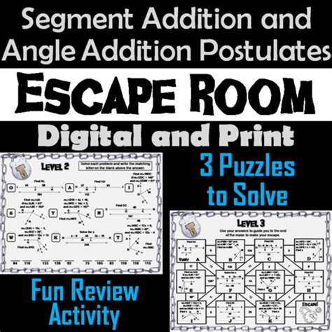 Segment Addition And Angle Addition Postulates Geometry Escape Room